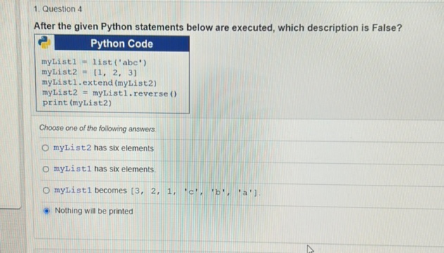 1 Question 4 After the given Python | StudyX