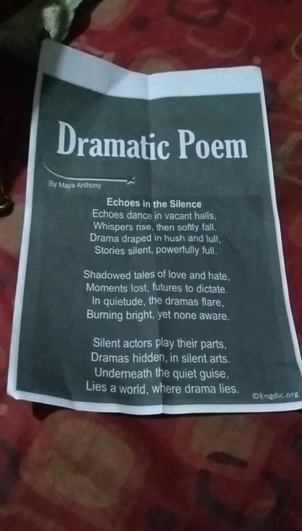 Dramatic Poem By Maya Anthony Echoes in the | StudyX