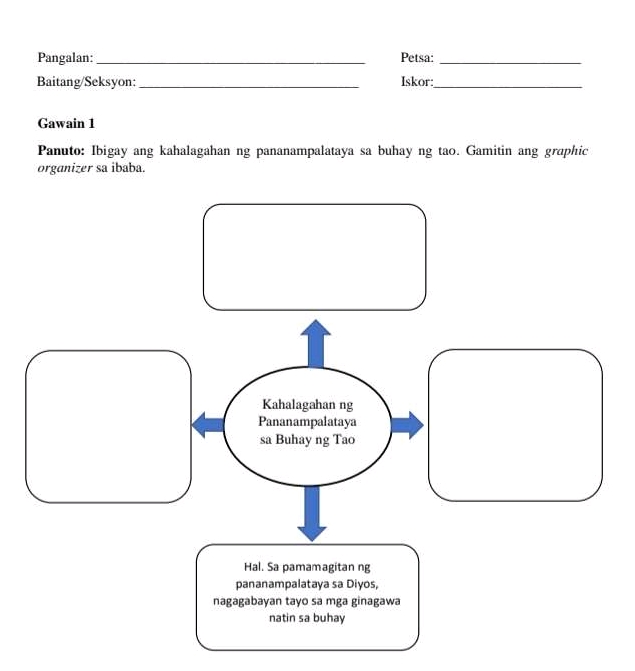 Pangalan Baitang/Seksyon Petsa Iskor | StudyX