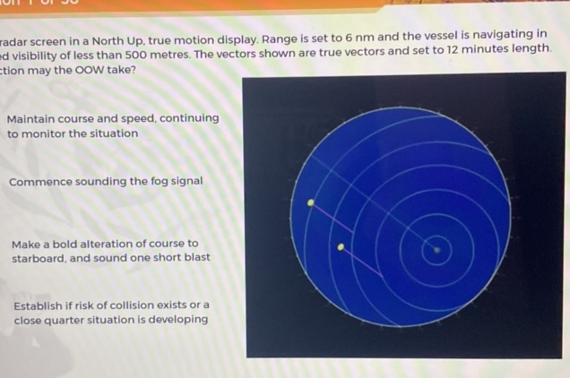 radar screen in a North Up true motion | StudyX