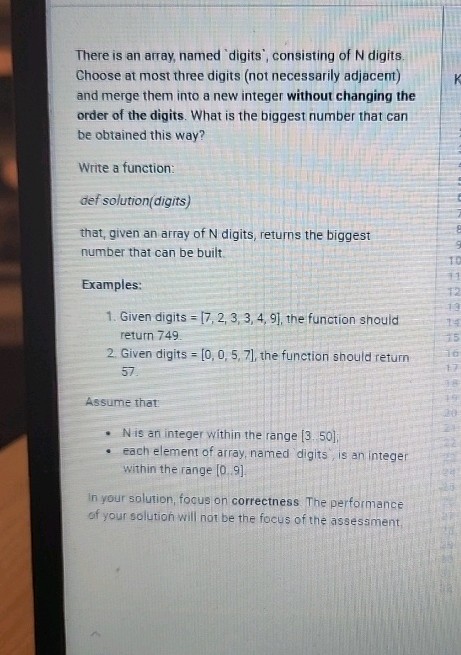 There is an array named digits consisting | StudyX