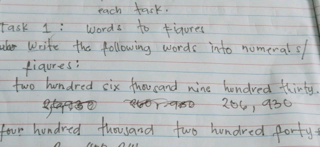 each task task 1 words to fiqures Write | StudyX