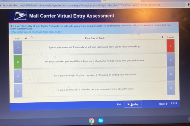 Mail Carrier Virtual Entry Assessment It is | StudyX