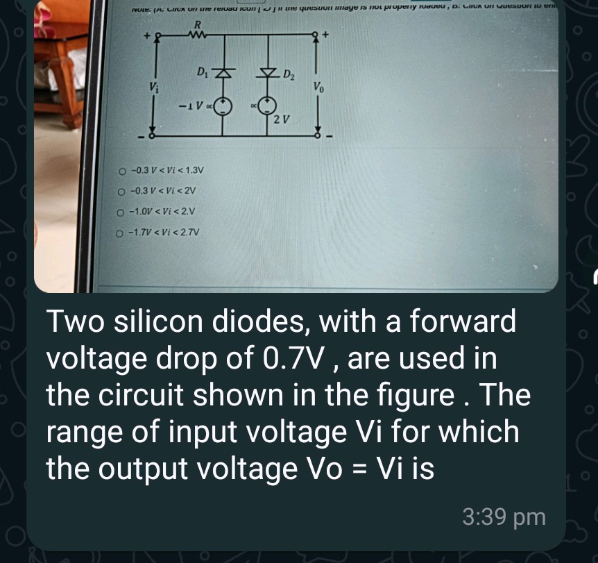 Two silicon diodes with a forward voltage | StudyX