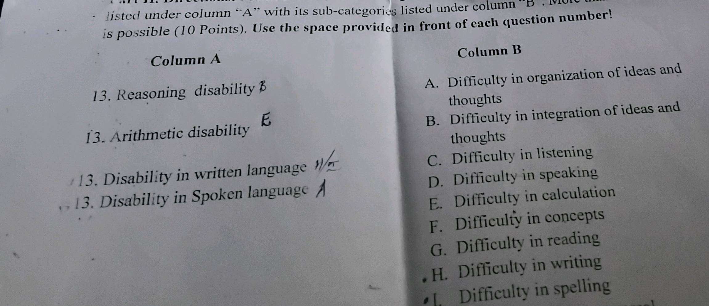 - listed under column A with its | StudyX