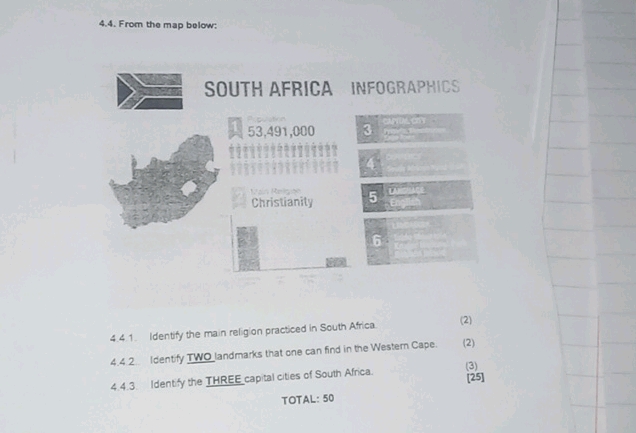 44 From the map below SOUTH AFRICA | StudyX