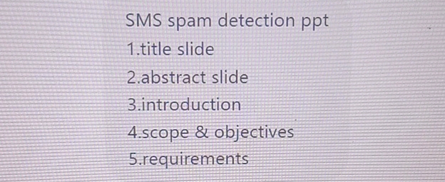 SMS spam detection ppt 1title slide