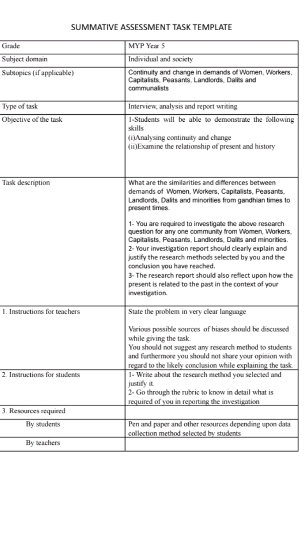 SUMMATIVE ASSESSMENT TASK TEMPLATE | StudyX