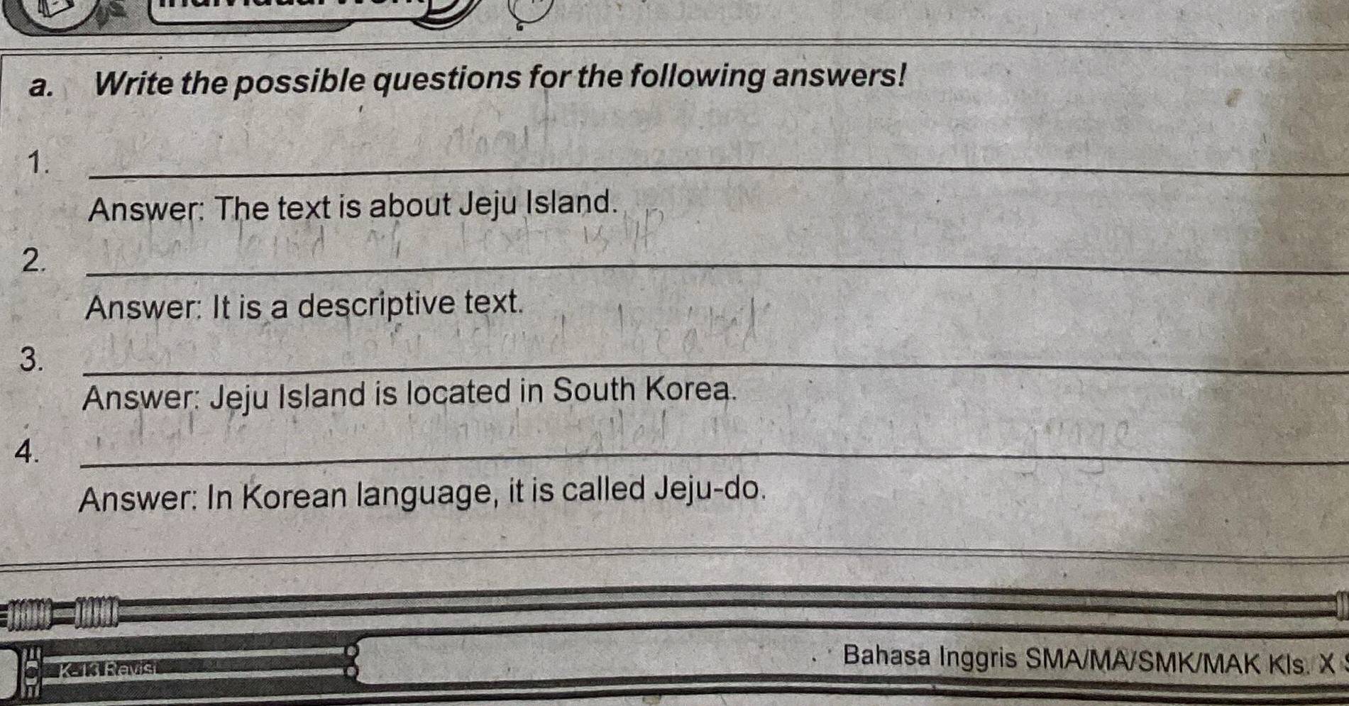 a Write the possible questions for the | StudyX