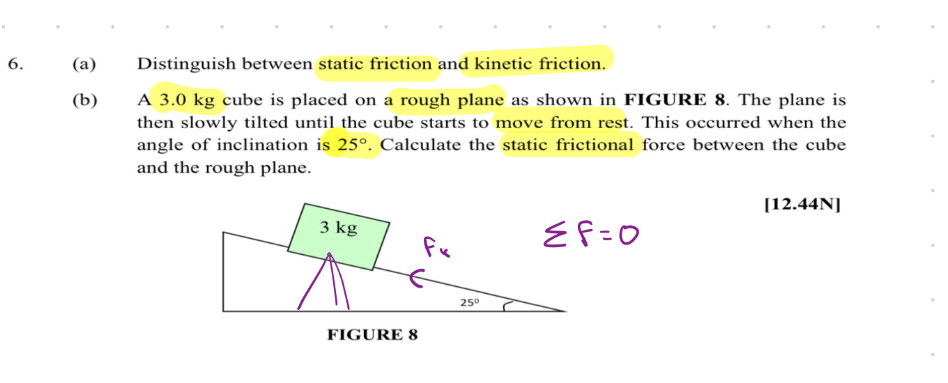 6 (a) Distinguish between static friction | StudyX