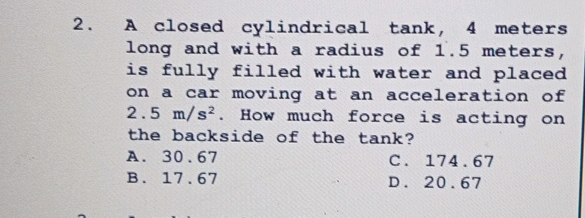 2 A closed cylindrical tank 4 meters long | StudyX