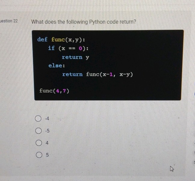 lestion 22 What does the following Python | StudyX