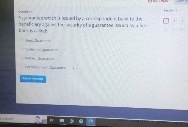 Question 1 Section 1 A guarantee which is | StudyX