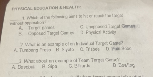 PHYSICAL EDUCATION HEALTH 1 Which of the | StudyX