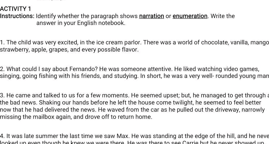 ACTIVITY 1 Instructions Identify whether | StudyX