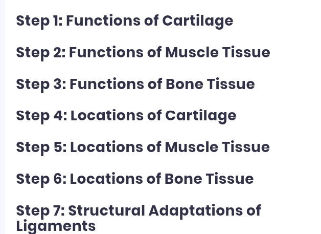 Step 1 Functions of Cartilage Step 2 | StudyX