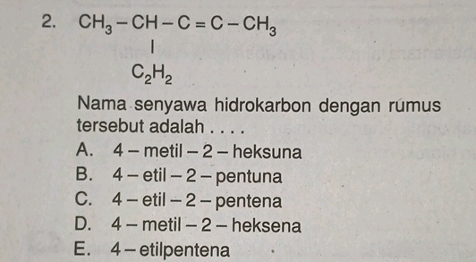 2 Nama senyawa hidrokarbon dengan rumus | StudyX
