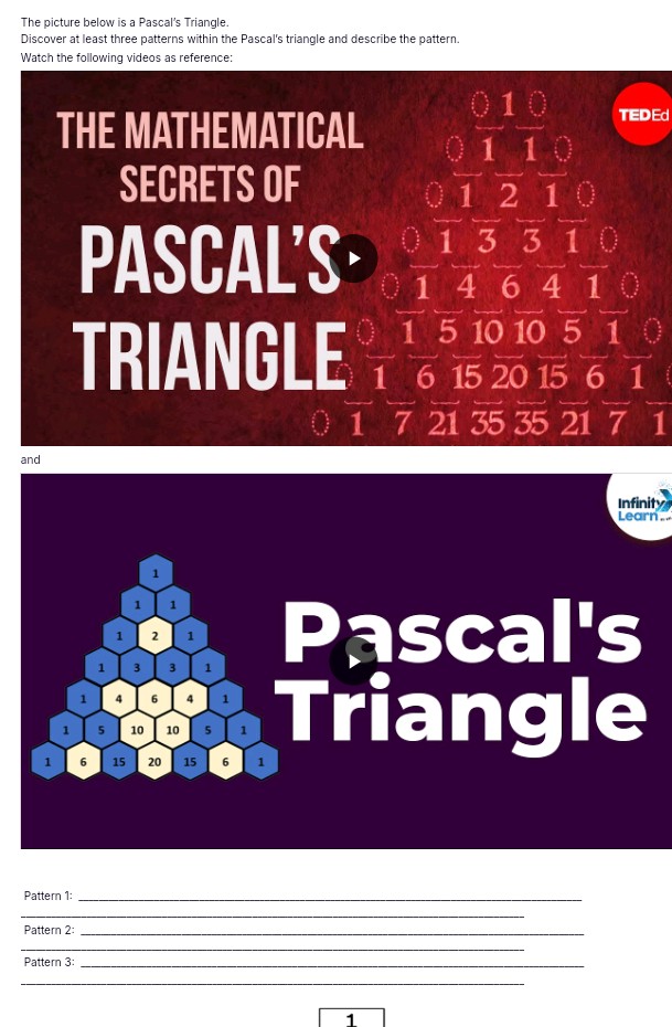 The picture below is a Pascals Triangle | StudyX