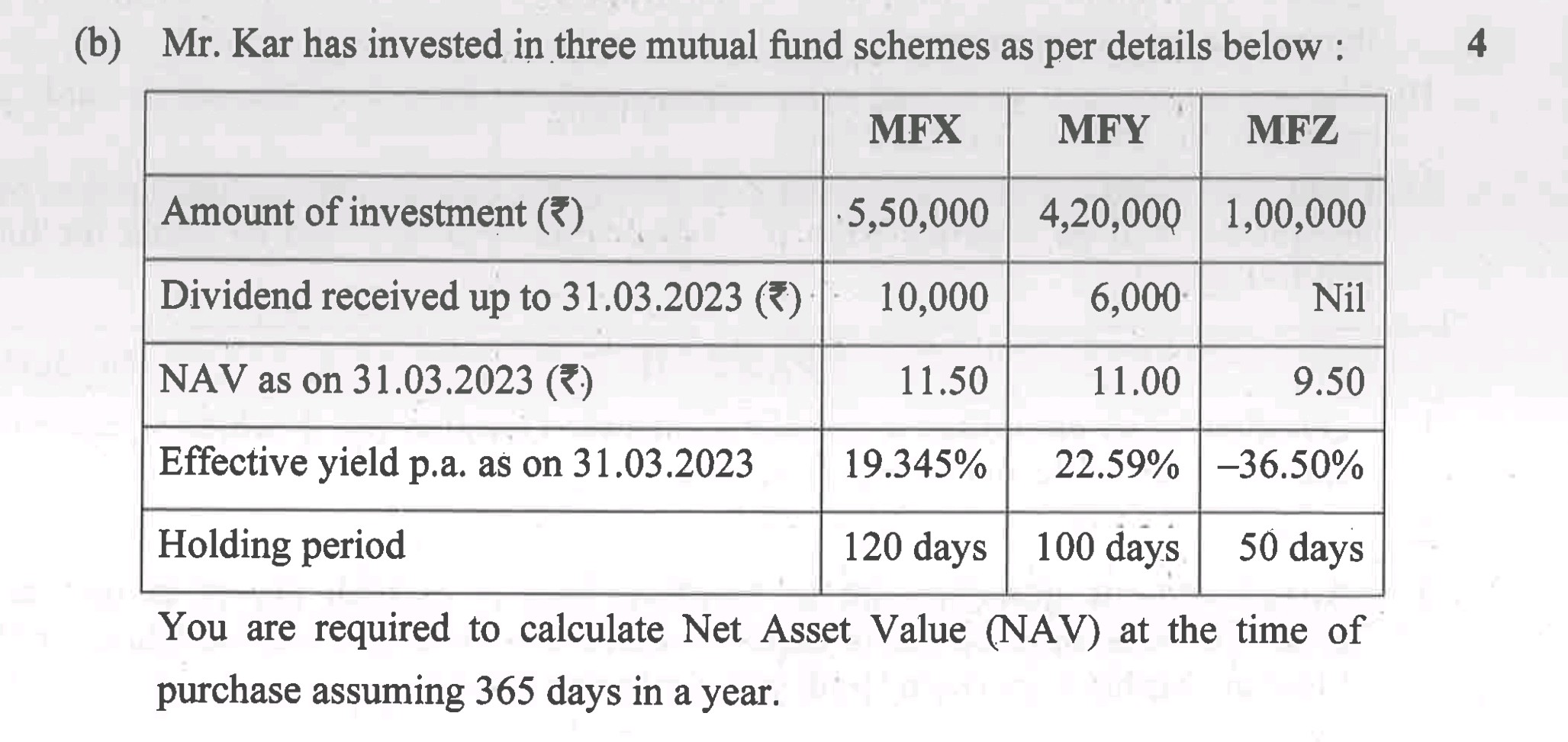 (b) Mr Kar has invested in three mutual | StudyX