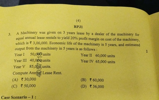(4) RPJ1 3 A Machinery was given on 3 years | StudyX
