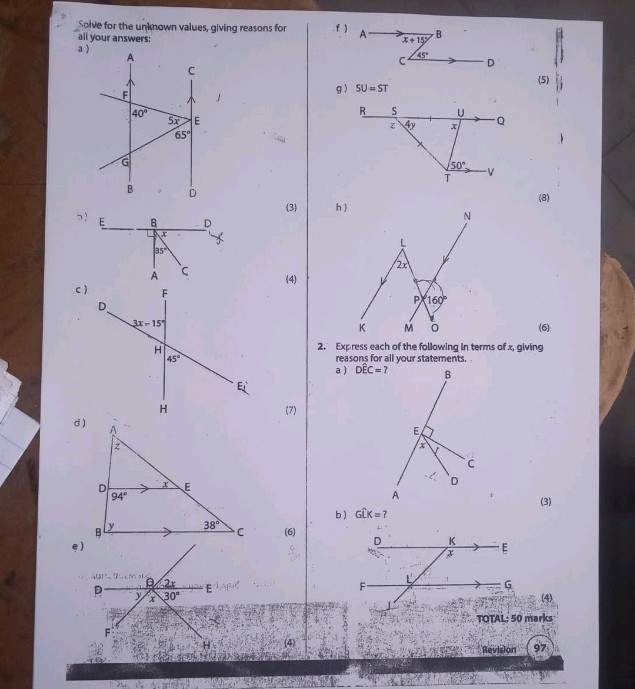 Solve for the unknown values giving reasons | StudyX