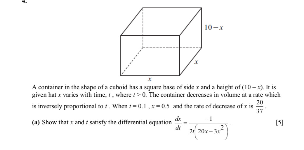 A container in the shape of a cuboid has a | StudyX