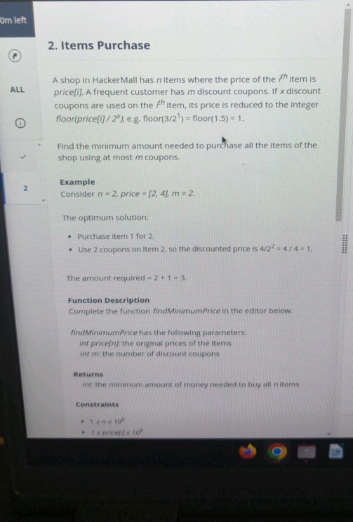 Om left 2 Items Purchase A shop in | StudyX