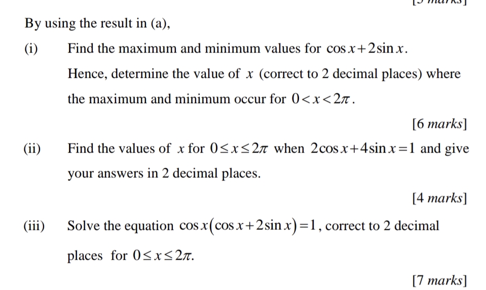 By using the result in (a) (i) Find the | StudyX