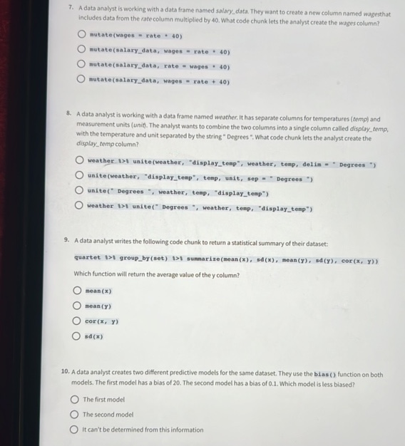 7 A data analyst is working with a data | StudyX