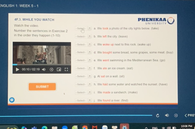 NGLISH 1 WEEK 5 - 1 4F3 WHILE YOU WATCH | StudyX