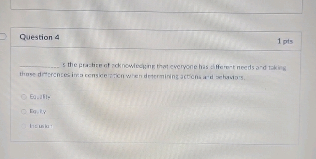is the practice of acknowledging that everyone has different needs and ...