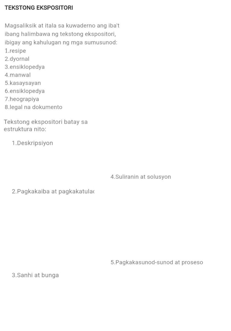 TEKSTONG EKSPOSITORI Magsaliksik at itala | StudyX