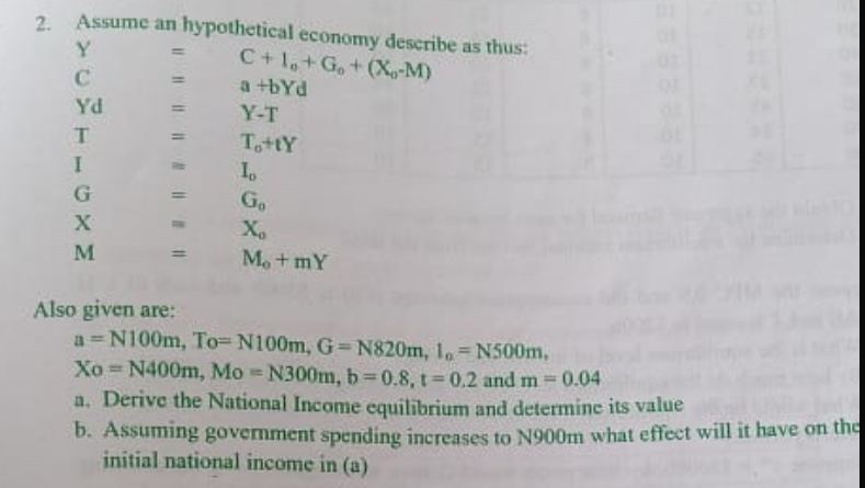 2 Assume an hypothetical economy describe | StudyX
