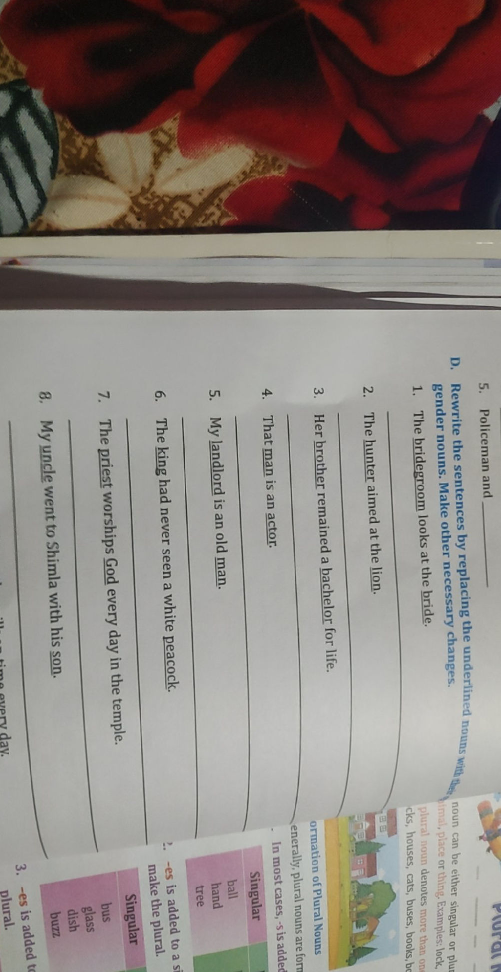 D. Rewrite the sentences by replacing the