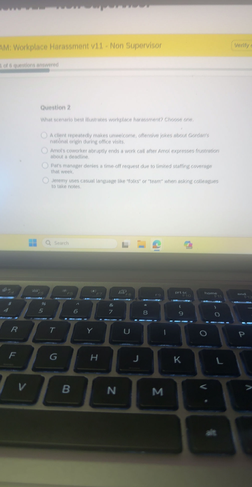 Question 2 What scenario best illustrates