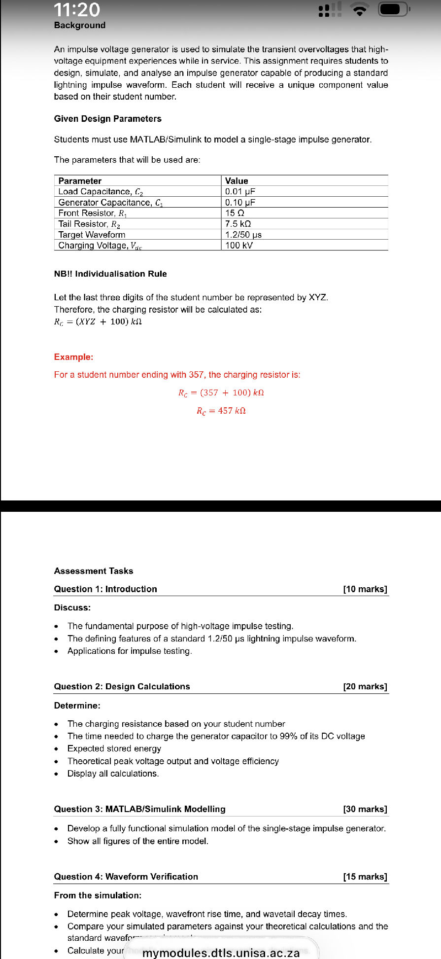 Question 2: Design Calculations [20 marks]