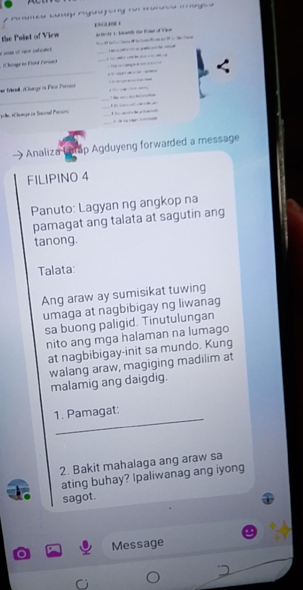 FILIPINO 4 Panuto: Lagyan ng angkop na