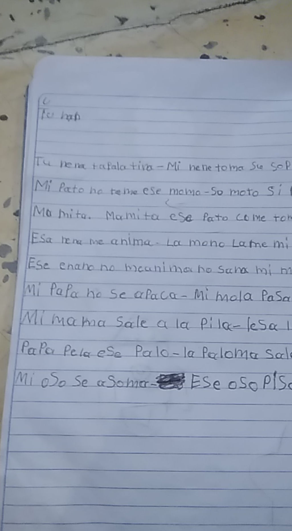 Tu nena tapala tira - Mi nene toma Se Sop Mi