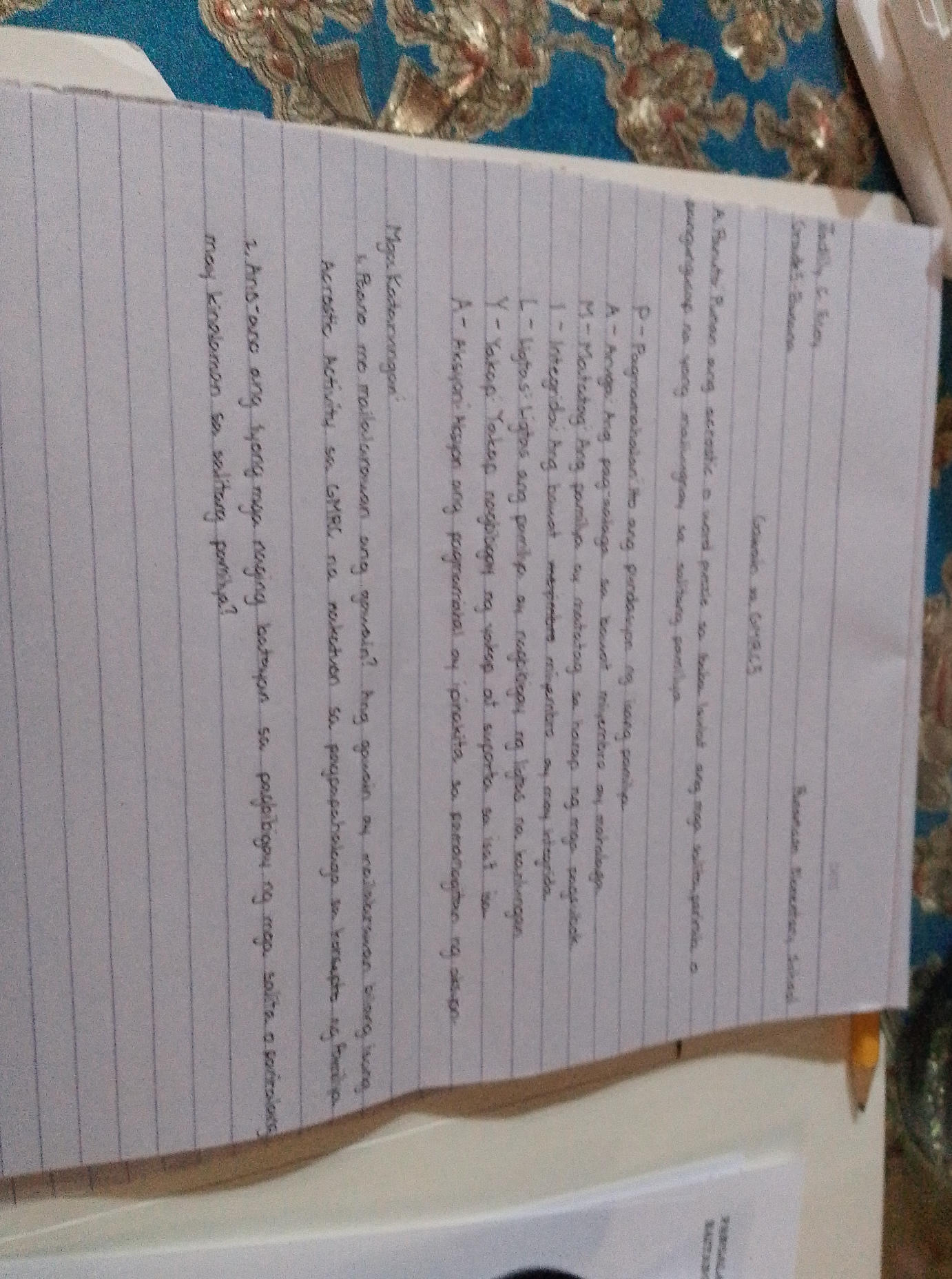 Gawain sa GMRC5 A. Paruto Punan ang | StudyX