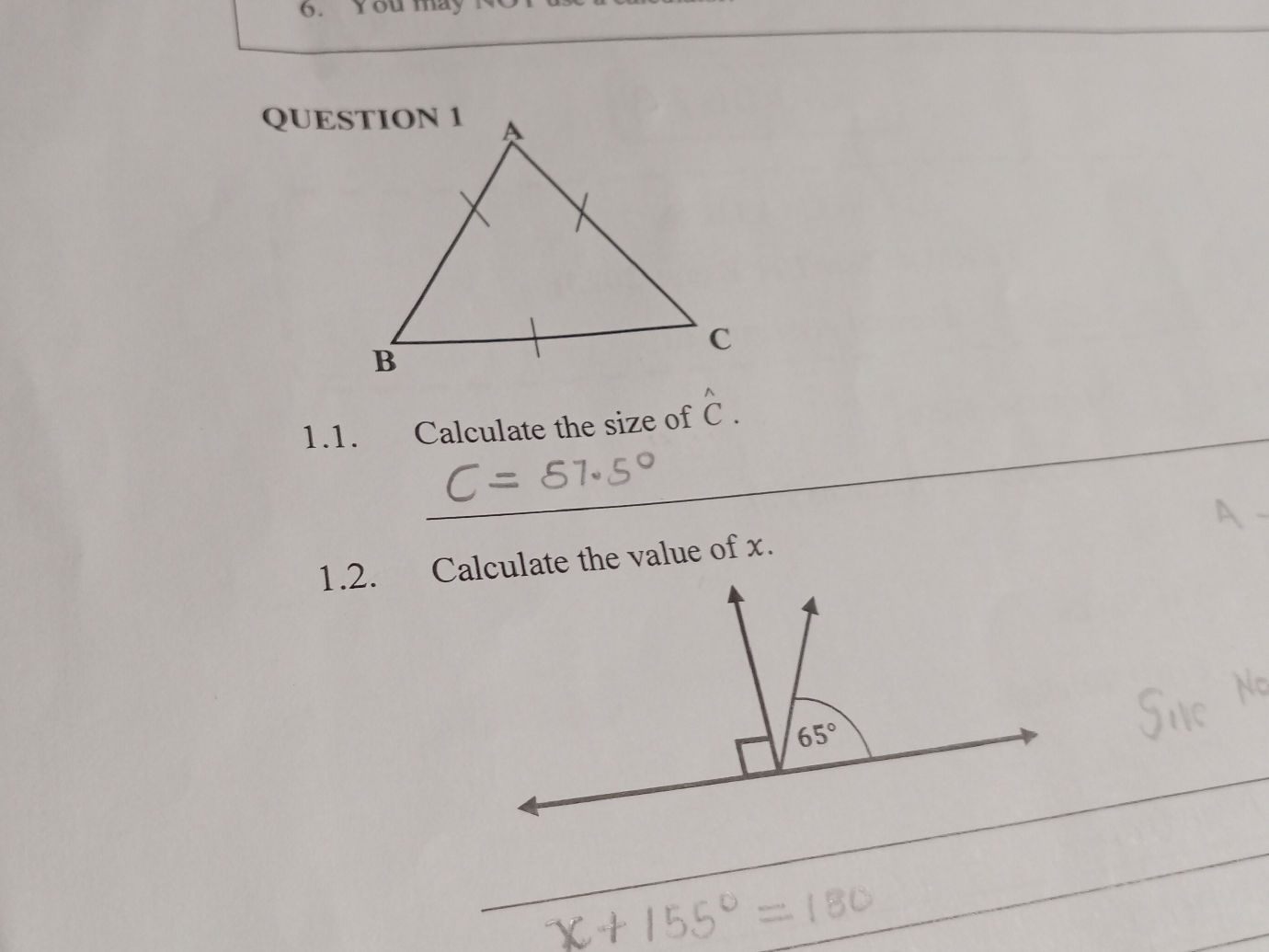 QUESTION 1 [Diagram of triangle ABC with | StudyX