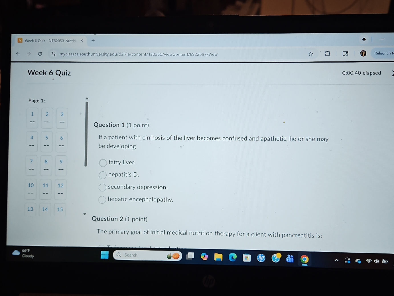 Question 1 (1 point) If a patient with | StudyX