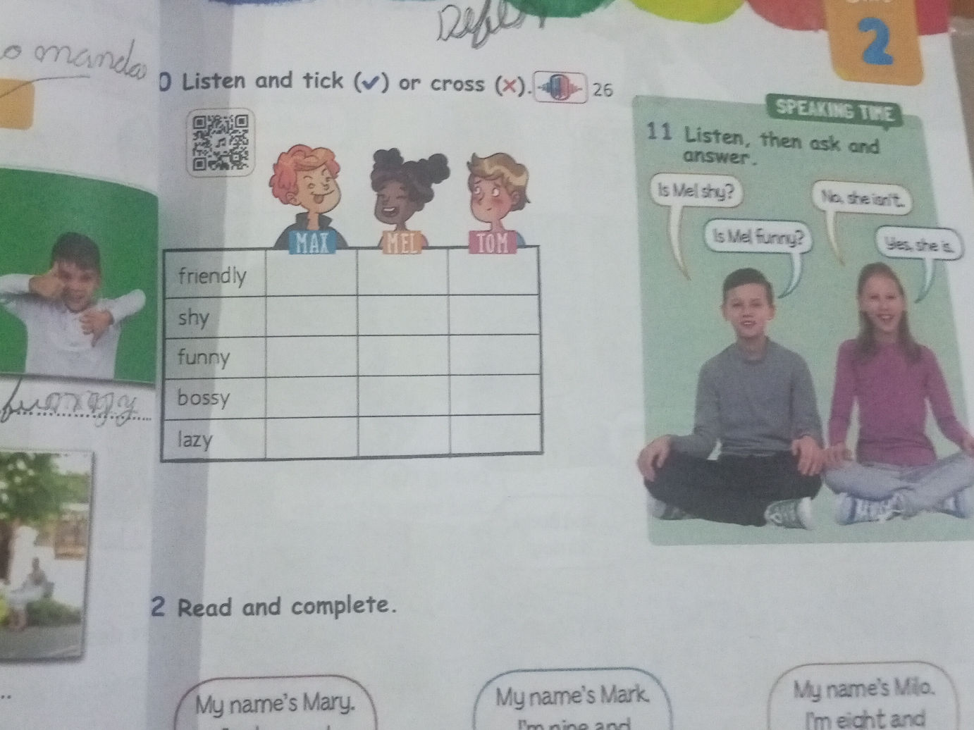 Listen and tick ( ) or cross (x). | | StudyX