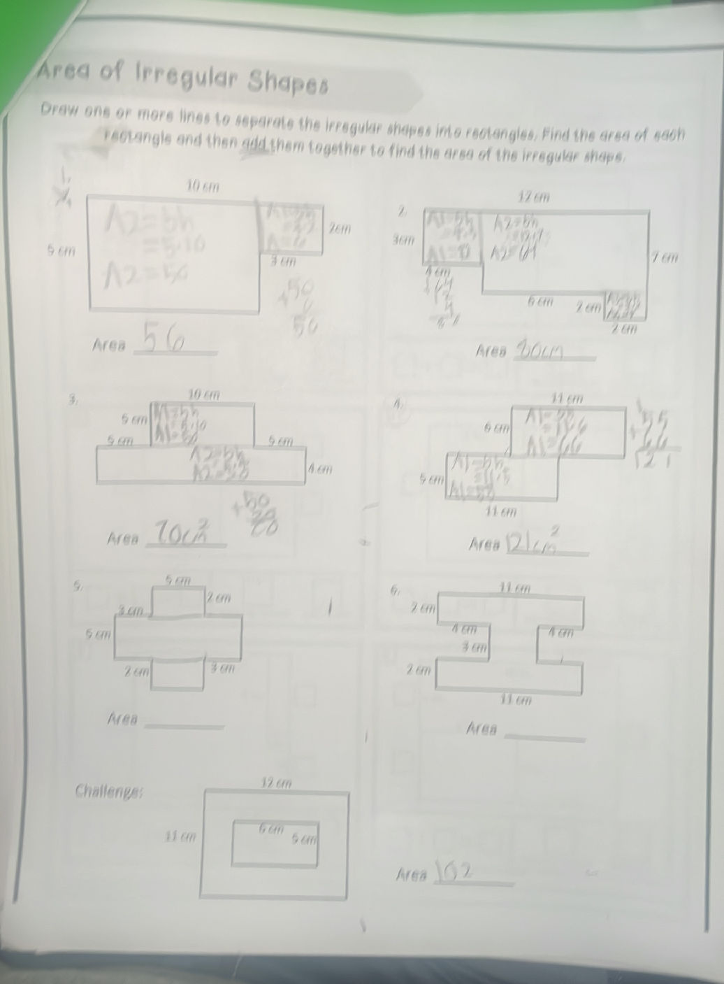 Area of Irregular Shapes Draw one or more | StudyX