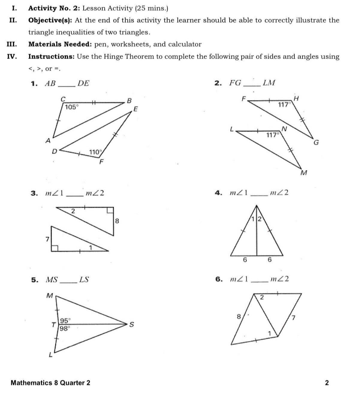 Instructions: Use the Hinge Theorem to | StudyX