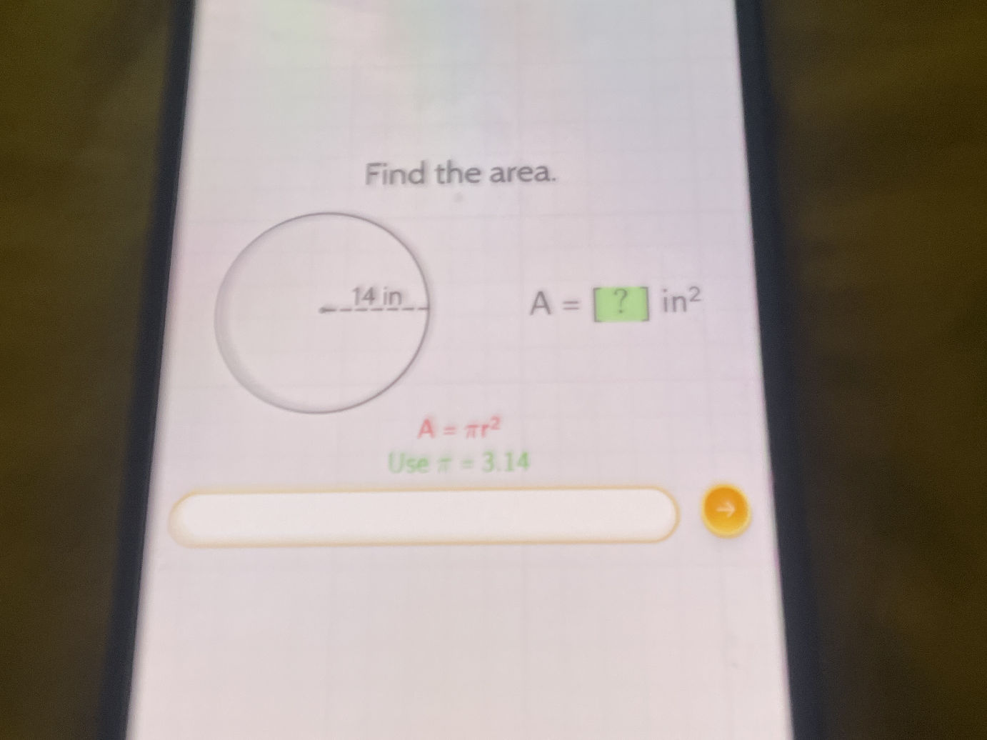 Find the area. (Diagram shows a circle with | StudyX
