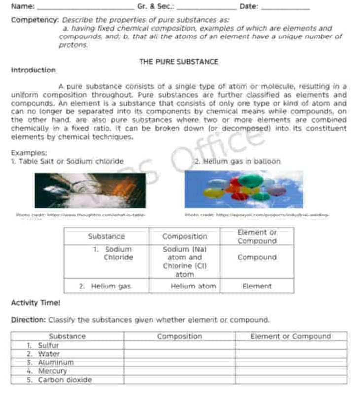 Competency: Describe the properties of pure | StudyX