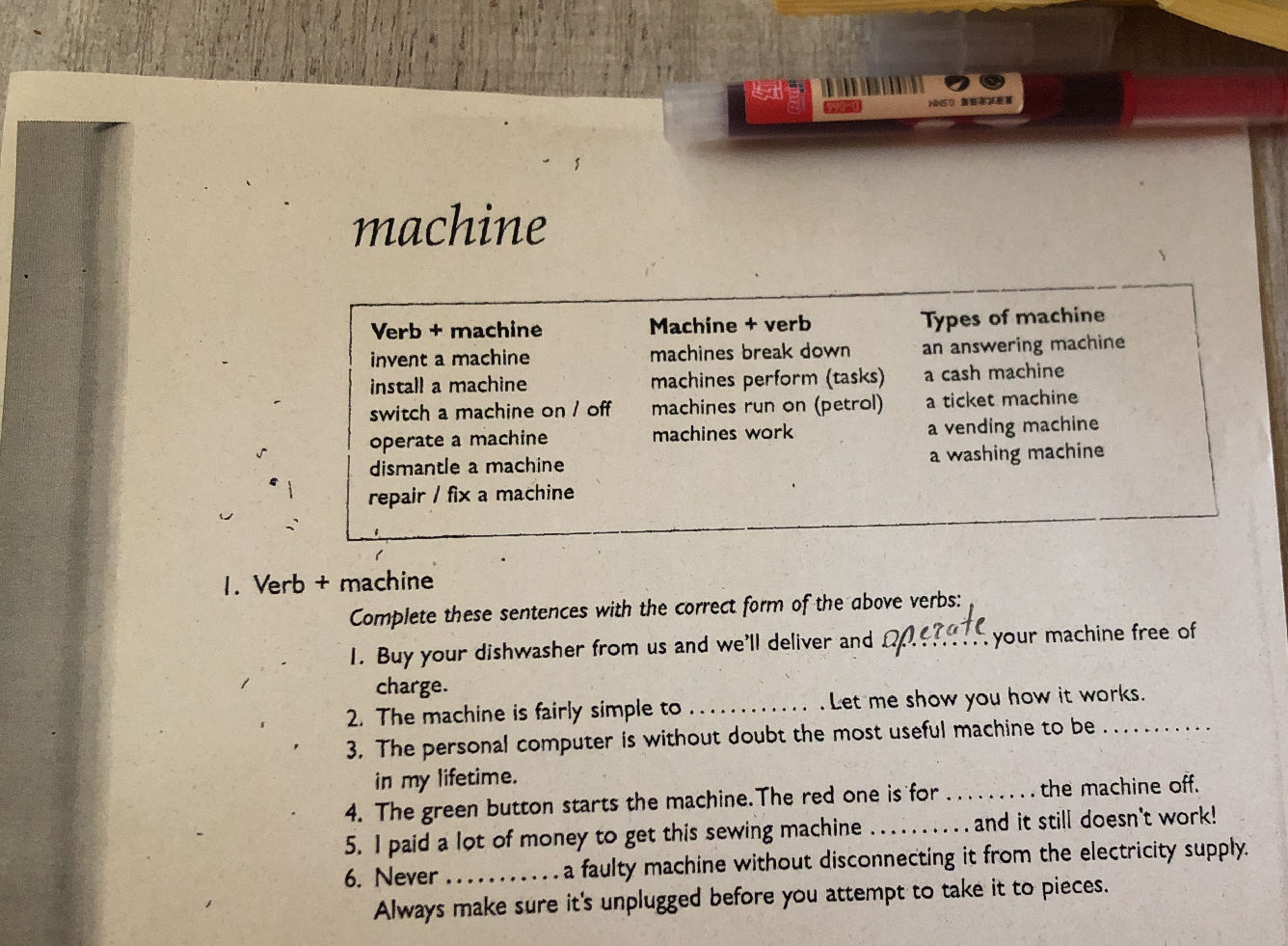 machine Verb + machine invent a machine | StudyX