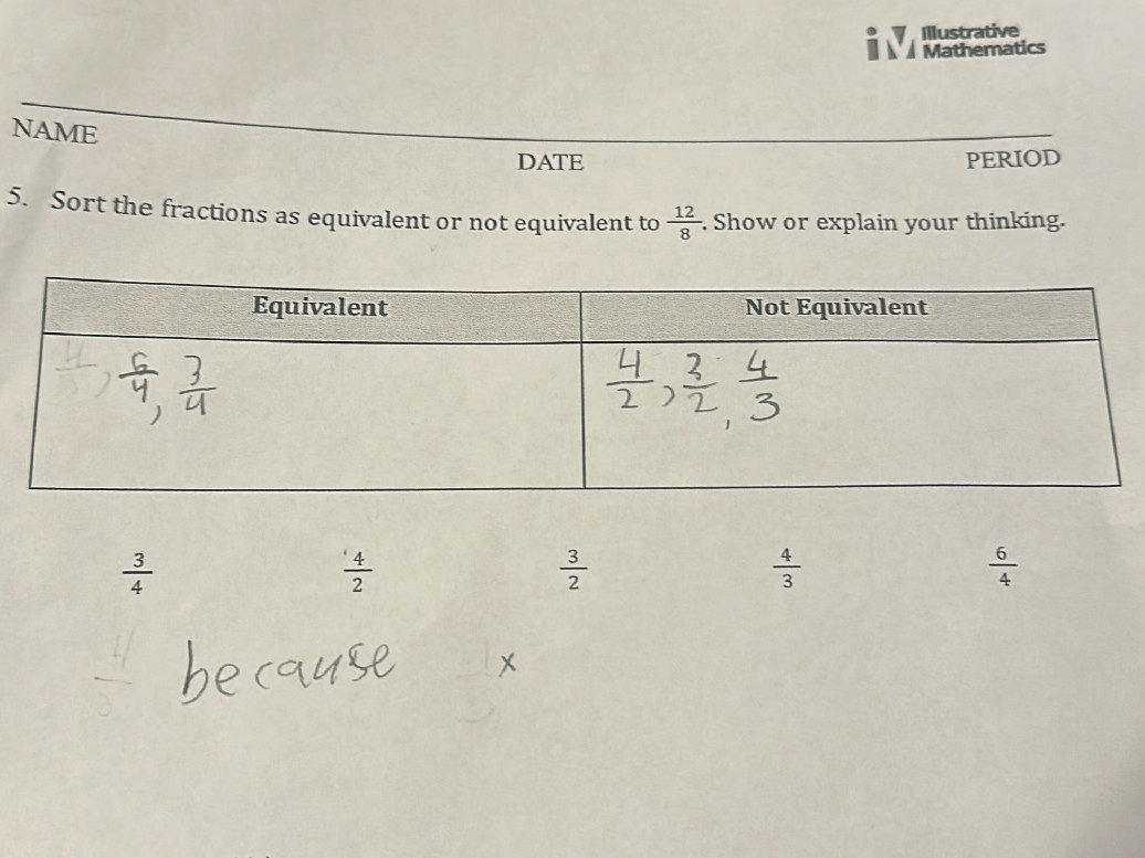 5. Sort the fractions as equivalent or not | StudyX