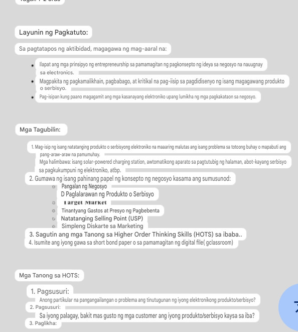 Layunin ng Pagkatuto: Sa pagtatapos ng | StudyX