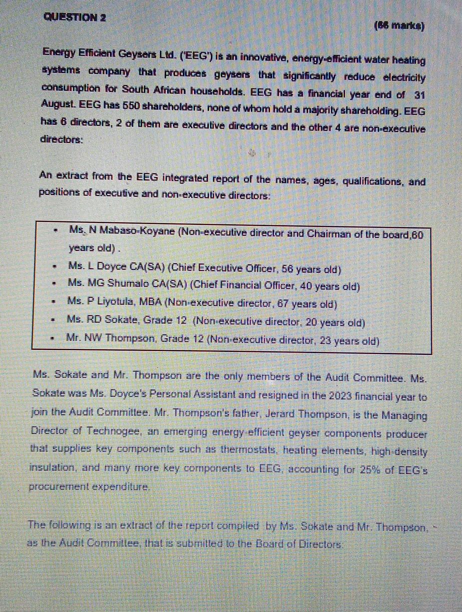 QUESTION 2 Energy Efficient Geysers Ltd. | StudyX